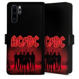 DeinDesign Huawei P30 Pro Handy Klapph&uuml;lle Handyh&uuml;lle aus Kunst Leder schwarz Flip Case Band Acdc Official Licensed Product Sideflip mit langer Lasche