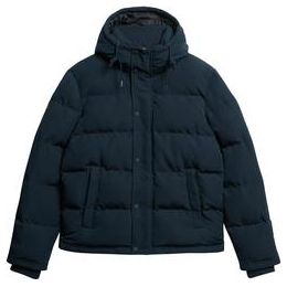 Steppjacke Superdry "Everest Hooded Puffer Jacket", Herren, Gr. S, blau (eclipse navy), Web, Obermaterial: 100% Baumwolle, unifarben, loose fit, Jacken Steppjacke