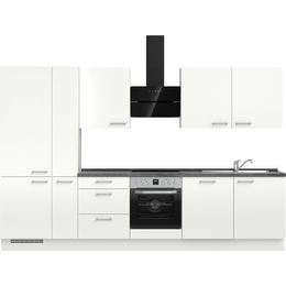 K&uuml;chenzeile Nobilia "Laser II", NEU: individuell anpassbar mit gratis Profi-Beratung", k&uuml;che: wei&szlig;, korpus: alpinwei&szlig;, arbeitsplatte: schwarzbeton nachbildung, B:330,3cm H:216,6cm T:60cm, Komplettk&uuml;chen-Sets, K&uuml;chenzeile, vormontiert, 330 cm breit, optional mit verschiedenen E‑Ger&auml;te-Sets