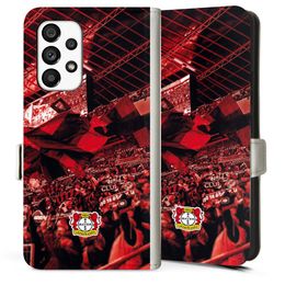 DeinDesign Galaxy A53 5G Handy Klapph&uuml;lle Handyh&uuml;lle aus Kunst Leder wei&szlig; Flip Case Merchandise Bayer 04 Leverkusen Official Licensed Product Sideflip mit Lasche