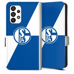 DeinDesign Galaxy A53 5G Handy Klapph&uuml;lle Handyh&uuml;lle aus Kunst Leder wei&szlig; Flip Case Bundesliga Official Licensed Product Fc Schalke 04 Sideflip mit Lasche