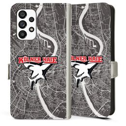 DeinDesign Galaxy A53 5G Handy Klapph&uuml;lle Handyh&uuml;lle aus Kunst Leder wei&szlig; Flip Case Ice Hockey K&ouml;lner Haie Official Licensed Product Sideflip mit Lasche