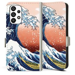 DeinDesign Galaxy A53 5G Handy Klapph&uuml;lle Handyh&uuml;lle aus Kunst Leder wei&szlig; Flip Case Die Gro&szlig;e Welle Vor Kanagawa Art Japan Sideflip mit Lasche
