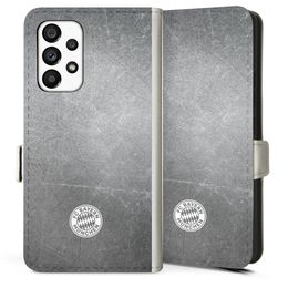 DeinDesign Galaxy A53 5G Handy Klapph&uuml;lle Handyh&uuml;lle aus Kunst Leder wei&szlig; Flip Case Concrete Fcb Fc Bayern M&uuml;nchen Sideflip mit Lasche