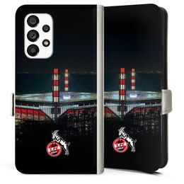 DeinDesign Galaxy A53 5G Handy Klapph&uuml;lle Handyh&uuml;lle aus Kunst Leder wei&szlig; Flip Case Official Licensed Product Stadium 1. Fc K&ouml;ln Sideflip mit Lasche