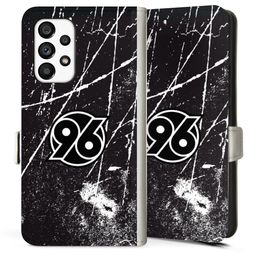 DeinDesign Galaxy A53 5G Handy Klapph&uuml;lle Handyh&uuml;lle aus Kunst Leder wei&szlig; Flip Case Official Licensed Product H96 Hannover 96 Sideflip mit Lasche