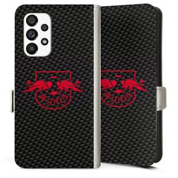 DeinDesign Galaxy A53 5G Handy Klapph&uuml;lle Handyh&uuml;lle aus Kunst Leder wei&szlig; Flip Case Official Licensed Product Carbon Rb Leipzig Sideflip mit Lasche
