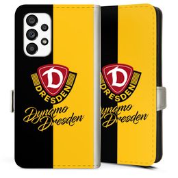 DeinDesign Galaxy A53 5G Handy Klapph&uuml;lle Handyh&uuml;lle aus Kunst Leder wei&szlig; Flip Case Sg Dynamo Dresden Sgd Official Licensed Product Sideflip mit Lasche