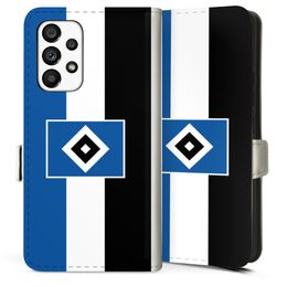 DeinDesign Galaxy A53 5G Handy Klapph&uuml;lle Handyh&uuml;lle aus Kunst Leder wei&szlig; Flip Case Hsv Hamburger Sv Stripes Sideflip mit Lasche