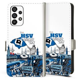 DeinDesign Galaxy A53 5G Handy Klapph&uuml;lle Handyh&uuml;lle aus Kunst Leder wei&szlig; Flip Case Hamburger Sv Official Licensed Product Ascent Sideflip mit Lasche