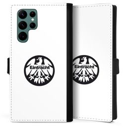 DeinDesign Galaxy S22 Ultra Handy Klapph&uuml;lle Handyh&uuml;lle aus Kunst Leder schwarz Flip Case Eagle Logo Eintracht Frankfurt Sideflip mit langer Lasche