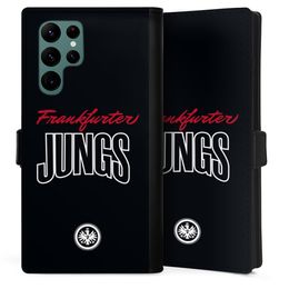 DeinDesign Galaxy S22 Ultra Handy Klapph&uuml;lle Handyh&uuml;lle aus Kunst Leder schwarz Flip Case Eintracht Frankfurt Sge Official Licensed Product Sideflip mit langer 