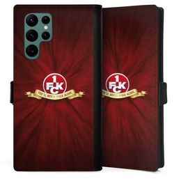 DeinDesign Galaxy S22 Ultra Handy Klapph&uuml;lle Handyh&uuml;lle aus Kunst Leder schwarz Flip Case Logo Official Licensed Product 1. Fc Kaiserslautern Sideflip mit langer