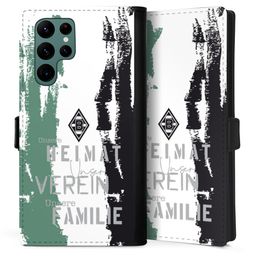 DeinDesign Galaxy S22 Ultra Handy Klapph&uuml;lle Handyh&uuml;lle aus Kunst Leder schwarz Flip Case Borussia M&ouml;nchengladbach Official Licensed Product Statement Sideflip 