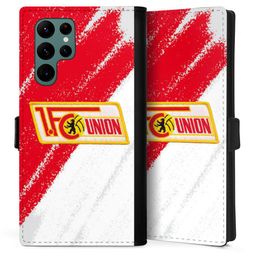 DeinDesign Galaxy S22 Ultra Handy Klapph&uuml;lle Handyh&uuml;lle aus Kunst Leder schwarz Flip Case 1. Fc Union Berlin Logo Official Licensed Product Sideflip mit langer 