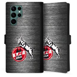 DeinDesign Galaxy S22 Ultra Handy Klapph&uuml;lle Handyh&uuml;lle aus Kunst Leder schwarz Flip Case Official Licensed Product Metallic Look 1. Fc K&ouml;ln Sideflip mit langer 