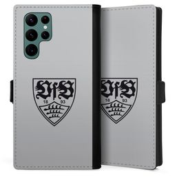 DeinDesign Galaxy S22 Ultra Handy Klapph&uuml;lle Handyh&uuml;lle aus Kunst Leder schwarz Flip Case Logo Official Licensed Product Vfb Stuttgart Sideflip mit langer Lasche