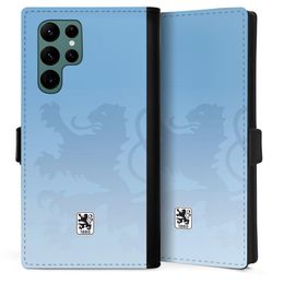 DeinDesign Galaxy S22 Ultra Handy Klapph&uuml;lle Handyh&uuml;lle aus Kunst Leder schwarz Flip Case Official Licensed Product Logo Tsv 1860 M&uuml;nchen Sideflip mit langer 