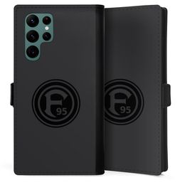 DeinDesign Galaxy S22 Ultra Handy Klapph&uuml;lle Handyh&uuml;lle aus Kunst Leder schwarz Flip Case F95 Fortuna D&uuml;sseldorf Logo Sideflip mit langer Lasche