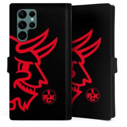 DeinDesign Galaxy S22 Ultra Handy Klapph&uuml;lle Handyh&uuml;lle aus Kunst Leder schwarz Flip Case 1. Fc Kaiserslautern Logo Official Licensed Product Sideflip mit langer