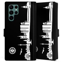 DeinDesign Galaxy S22 Ultra Handy Klapph&uuml;lle Handyh&uuml;lle aus Kunst Leder schwarz Flip Case Eintracht Frankfurt Sge Skyline Sideflip mit langer Lasche