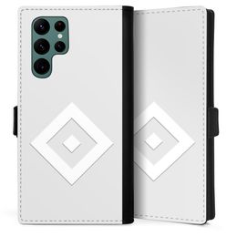 DeinDesign Galaxy S22 Ultra Handy Klapph&uuml;lle Handyh&uuml;lle aus Kunst Leder schwarz Flip Case Hsv Hamburger Sv Coat Of Arms Sideflip mit langer Lasche