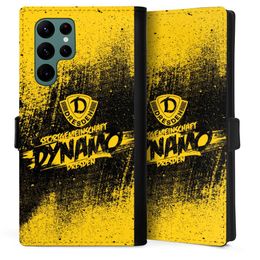 DeinDesign Galaxy S22 Ultra Handy Klapph&uuml;lle Handyh&uuml;lle aus Kunst Leder schwarz Flip Case Logo Official Licensed Product Sg Dynamo Dresden Sideflip mit langer 