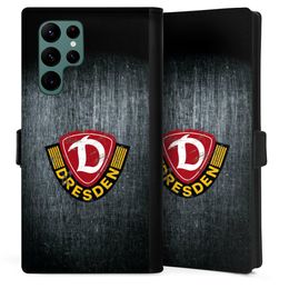 DeinDesign Galaxy S22 Ultra Handy Klapph&uuml;lle Handyh&uuml;lle aus Kunst Leder schwarz Flip Case Sgd Official Licensed Product Sg Dynamo Dresden Sideflip mit langer 