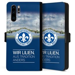 DeinDesign Huawei P30 Pro Handy Klapph&uuml;lle Handyh&uuml;lle aus Kunst Leder schwarz Flip Case Official Licensed Product Sv Darmstadt 98 Coat Of Arms Sideflip mit 