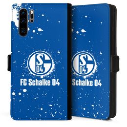 DeinDesign Huawei P30 Pro Handy Klapph&uuml;lle Handyh&uuml;lle aus Kunst Leder schwarz Flip Case S04 Fc Schalke 04 Logo Sideflip mit langer Lasche