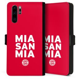 DeinDesign Huawei P30 Pro Handy Klapph&uuml;lle Handyh&uuml;lle aus Kunst Leder schwarz Flip Case Fcb Mia San Mia Fc Bayern M&uuml;nchen Sideflip mit langer Lasche