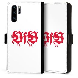 DeinDesign Huawei P30 Pro Handy Klapph&uuml;lle Handyh&uuml;lle aus Kunst Leder schwarz Flip Case Official Licensed Product Lettering Vfb Stuttgart Sideflip mit langer 