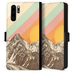 DeinDesign Huawei P30 Pro Handy Klapph&uuml;lle Handyh&uuml;lle aus Kunst Leder schwarz Flip Case Sunshine Mountain Retro Sideflip mit langer Lasche