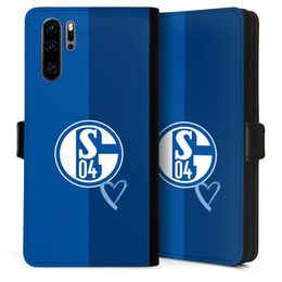 DeinDesign Huawei P30 Pro Handy Klapph&uuml;lle Handyh&uuml;lle aus Kunst Leder schwarz Flip Case Heart Schalke 04 Fc Schalke 04 Sideflip mit langer Lasche