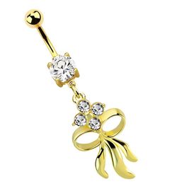 Adelia&acute;s Bauchnabelpiercing ADELIA&acute;S "Piercing - Bauchnabelpiercing Messing Banane Stein", gold, Piercings, Damen, Banane mit Stein, 8 mm L&auml;nge, 1,6 mm St&auml;rke, Messing
