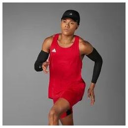 Lauftop Adidas PERFORMANCE "ADIZERO ESSENTIALS RUNNING SINGLET", Herren, Gr. M, rot (team power rot 2), Obermaterial: 100% Polyester, Rundhals, Tops