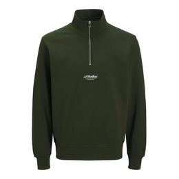 Jack & Jones PlusSize Sweatshirt "JJESOHO SWEAT QUARTER ZIP HN NOOS PLS", Herren, Gr. 3XL, bunt (duffel bag), Sweatware, Obermaterial: 80% Baumwolle, 20% Polyester, JACK & JONES PLUSSIZE, bedruckt, unifarben, regular fit normal, hoch geschlossener Ausschnitt, Rippb&uuml;ndchen, Sweatshirts Sweatshirt