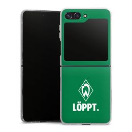 DeinDesign Galaxy Z Flip 5 Handy Hard Case Schutzh&uuml;lle transparent Smartphone Handy H&uuml;lle Sv Werder Bremen Official Licensed Product Statement Hard Case