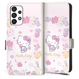 DeinDesign Galaxy A53 5G Handy Klapph&uuml;lle Handyh&uuml;lle aus Kunst Leder wei&szlig; Flip Case Merchandise Hello Kitty Water Colour Sideflip mit Lasche