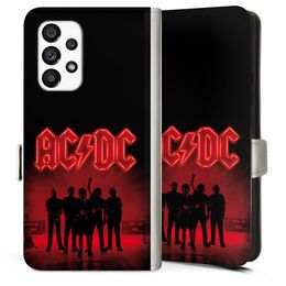 DeinDesign Galaxy A53 5G Handy Klapph&uuml;lle Handyh&uuml;lle aus Kunst Leder wei&szlig; Flip Case Band Acdc Official Licensed Product Sideflip mit Lasche
