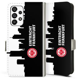 DeinDesign Galaxy A53 5G Handy Klapph&uuml;lle Handyh&uuml;lle aus Kunst Leder wei&szlig; Flip Case Official Licensed Product Sge Eintracht Frankfurt Sideflip mit Lasche