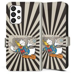 DeinDesign Galaxy A53 5G Handy Klapph&uuml;lle Handyh&uuml;lle aus Kunst Leder wei&szlig; Flip Case Disney Official Licensed Product Donald Duck Sideflip mit Lasche