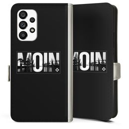 DeinDesign Galaxy A53 5G Handy Klapph&uuml;lle Handyh&uuml;lle aus Kunst Leder wei&szlig; Flip Case Official Licensed Product Hamburger Sv Hsv Sideflip mit Lasche