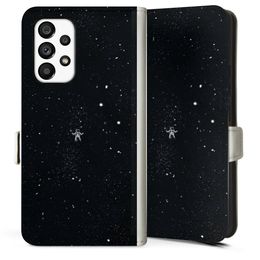 DeinDesign Galaxy A53 5G Handy Klapph&uuml;lle Handyh&uuml;lle aus Kunst Leder wei&szlig; Flip Case Space Astronaut Weltall Sideflip mit Lasche