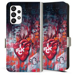 DeinDesign Galaxy A53 5G Handy Klapph&uuml;lle Handyh&uuml;lle aus Kunst Leder wei&szlig; Flip Case 1. Fc Kaiserslautern Heart 1. Fck Sideflip mit Lasche