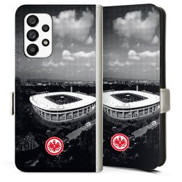 DeinDesign Galaxy A53 5G Handy Klapph&uuml;lle Handyh&uuml;lle aus Kunst Leder wei&szlig; Flip Case Sge Stadium Eintracht Frankfurt Sideflip mit Lasche