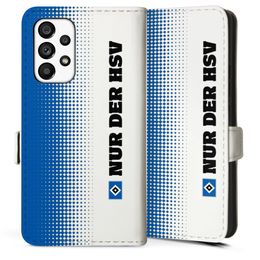 DeinDesign Galaxy A53 5G Handy Klapph&uuml;lle Handyh&uuml;lle aus Kunst Leder wei&szlig; Flip Case Hsv Logo Transparent Sideflip mit Lasche