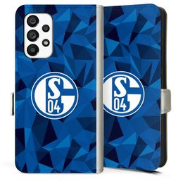 DeinDesign Galaxy A53 5G Handy Klapph&uuml;lle Handyh&uuml;lle aus Kunst Leder wei&szlig; Flip Case Muster Camouflage Fc Schalke 04 Sideflip mit Lasche