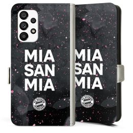 DeinDesign Galaxy A53 5G Handy Klapph&uuml;lle Handyh&uuml;lle aus Kunst Leder wei&szlig; Flip Case Mia San Mia Fc Bayern M&uuml;nchen Girl Style Sideflip mit Lasche