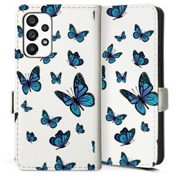 DeinDesign Galaxy A53 5G Handy Klapph&uuml;lle Handyh&uuml;lle aus Kunst Leder wei&szlig; Flip Case Transparent Muster Butterfly Sideflip mit Lasche
